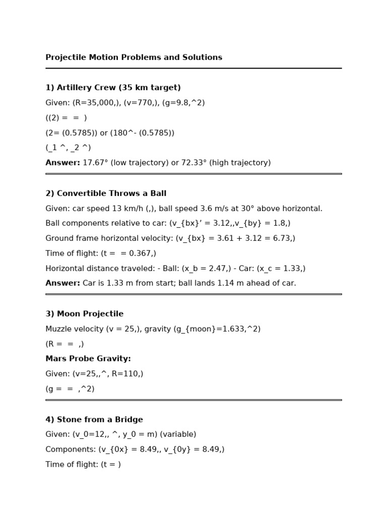 Projectile Motion Solutions | PDF
