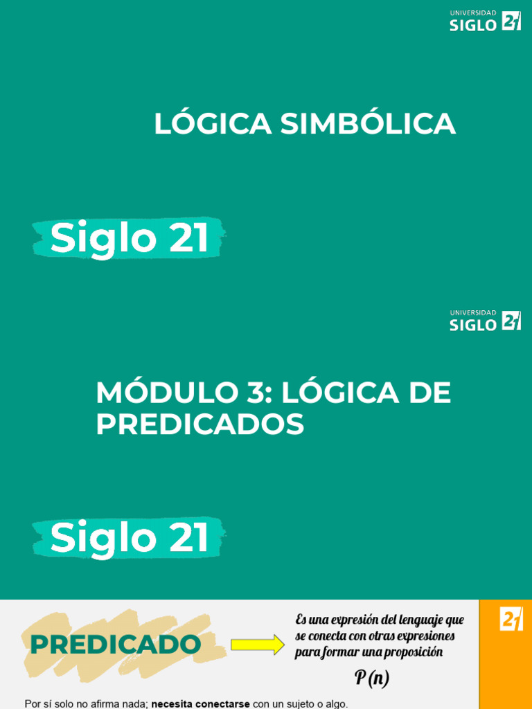 Siglo 21 Modulo 3 Logica | PDF | Proposición | Sintaxis (Lógica)