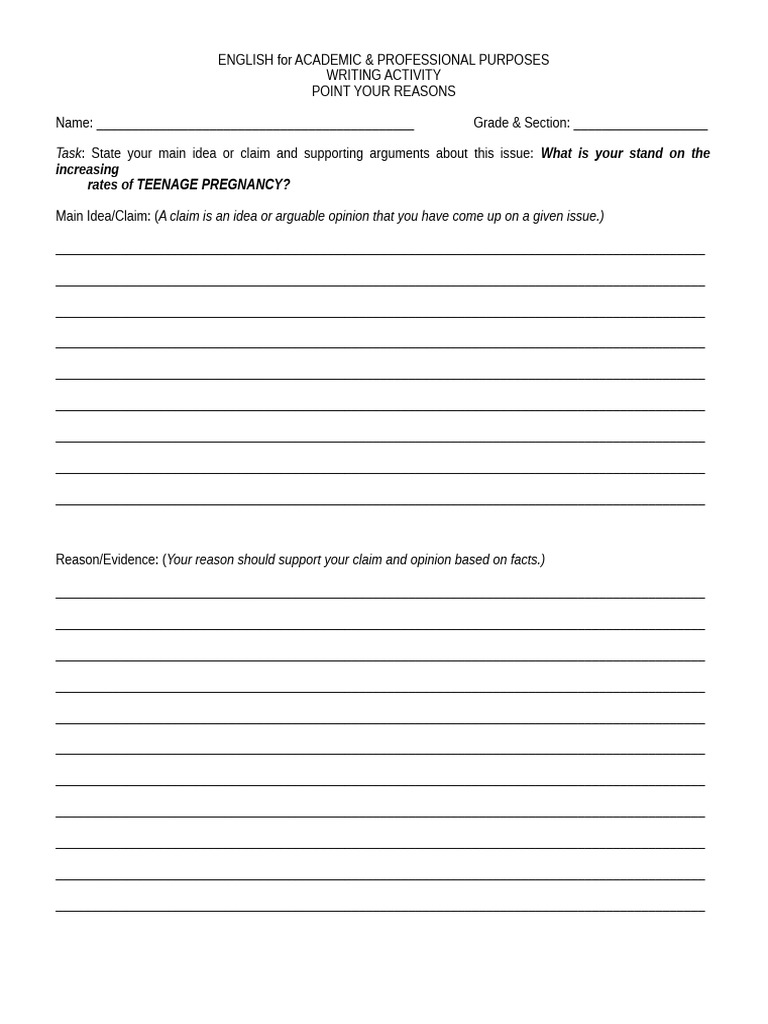 Writing Activity | PDF