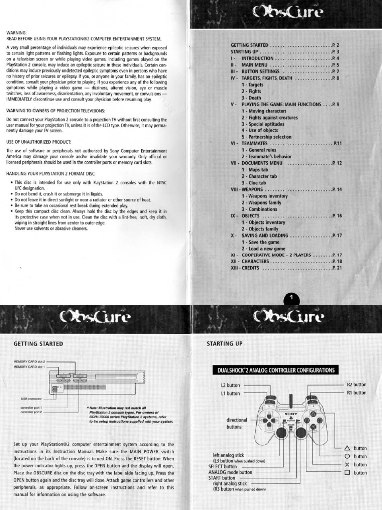 Obscure - Manual - Part1 | PDF