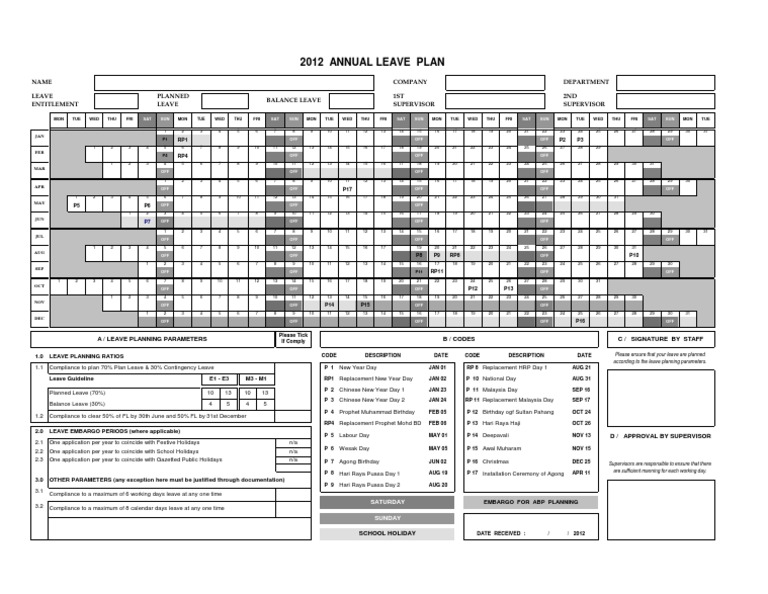 2012 Annual Leave Plan V2 | PDF | Traditions | Public Holiday