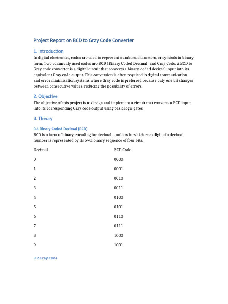 BCD To Gray Converter Report | PDF | Binary Coded Decimal | Logic Gate
