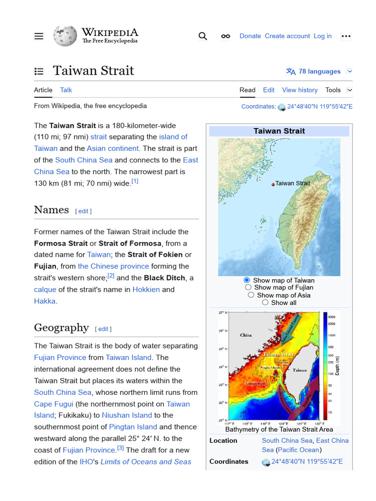 Taiwan Strait Bathymetry Overview | PDF