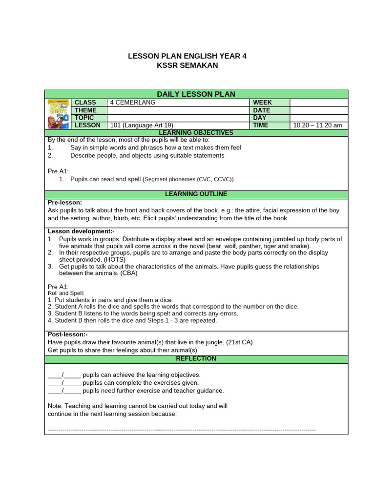 Year 4 English Lesson Plans Overview | PDF | Lesson Plan | English Language