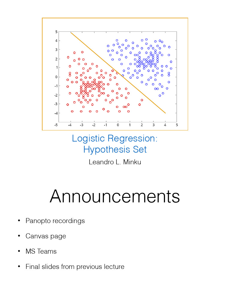 1b Logistic Regression Hypothesis Set | PDF | Logistic Regression ...