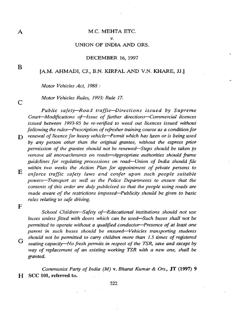 M.C. Mehta Etc.: Rule | PDF