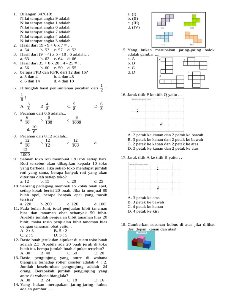 Soal Matematika Dasar dan Rasio | PDF