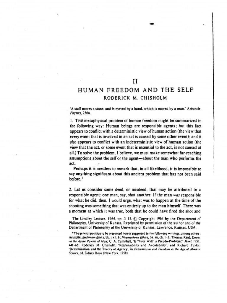 Human Freedom and Responsibility Explained | PDF | Determinism ...