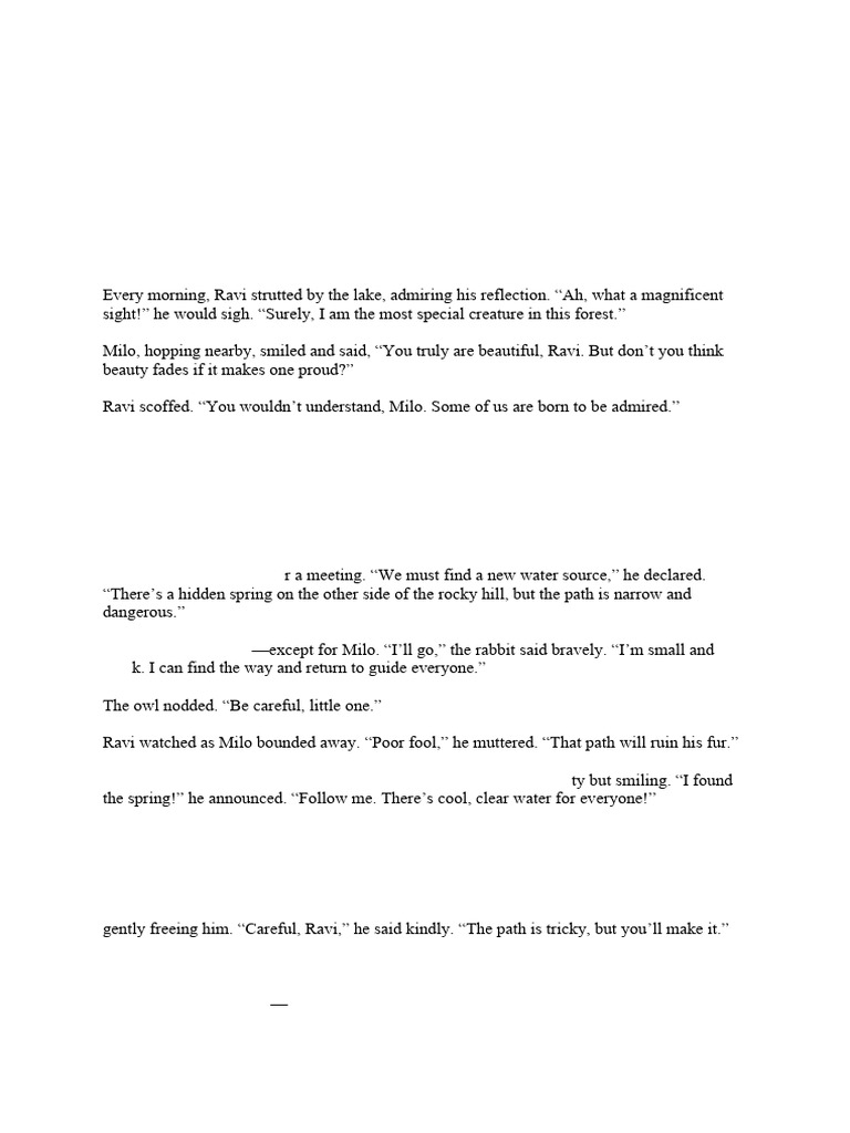 The Peacock and The Rabbit Short Story | PDF