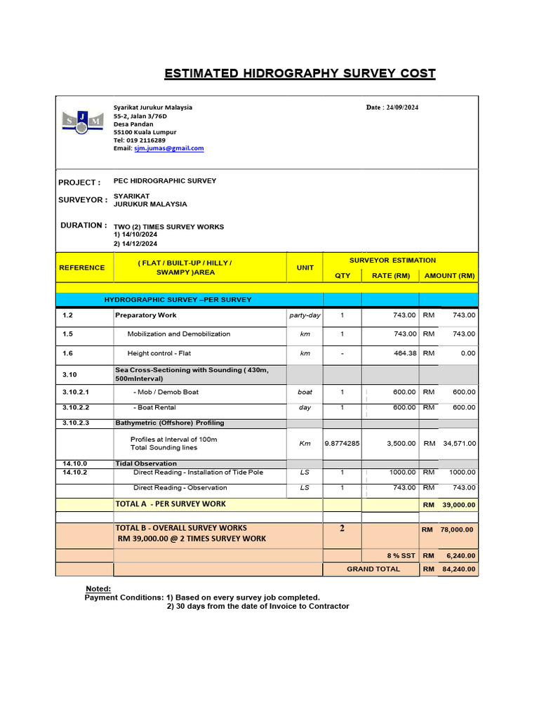 Hydrography Survey QUOTATION | PDF | Hydrography | Earth Sciences
