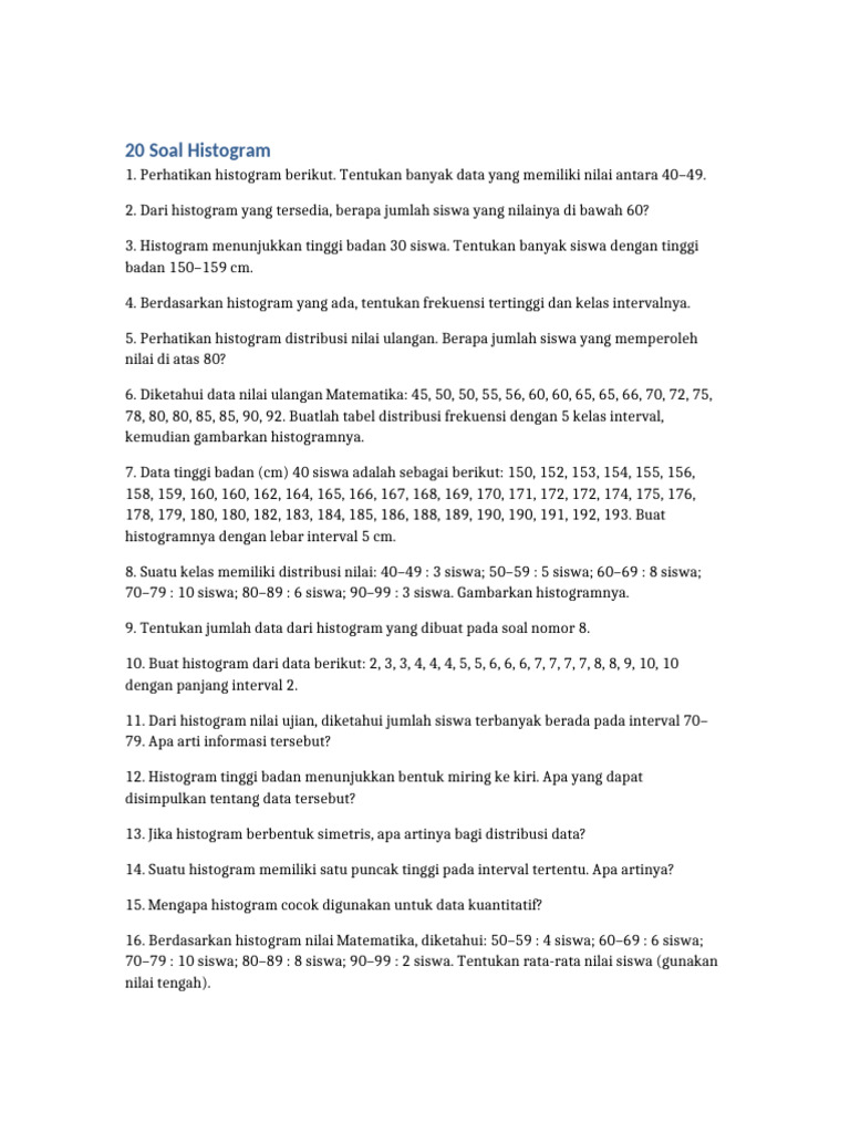20 Soal Histogram | PDF