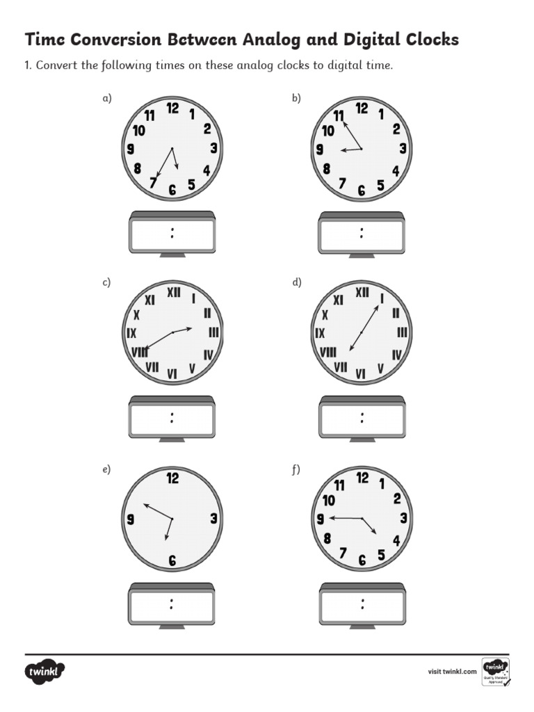 Us2 M 91 Read Write and Convert Time Between Analog and Digital Clocks ...