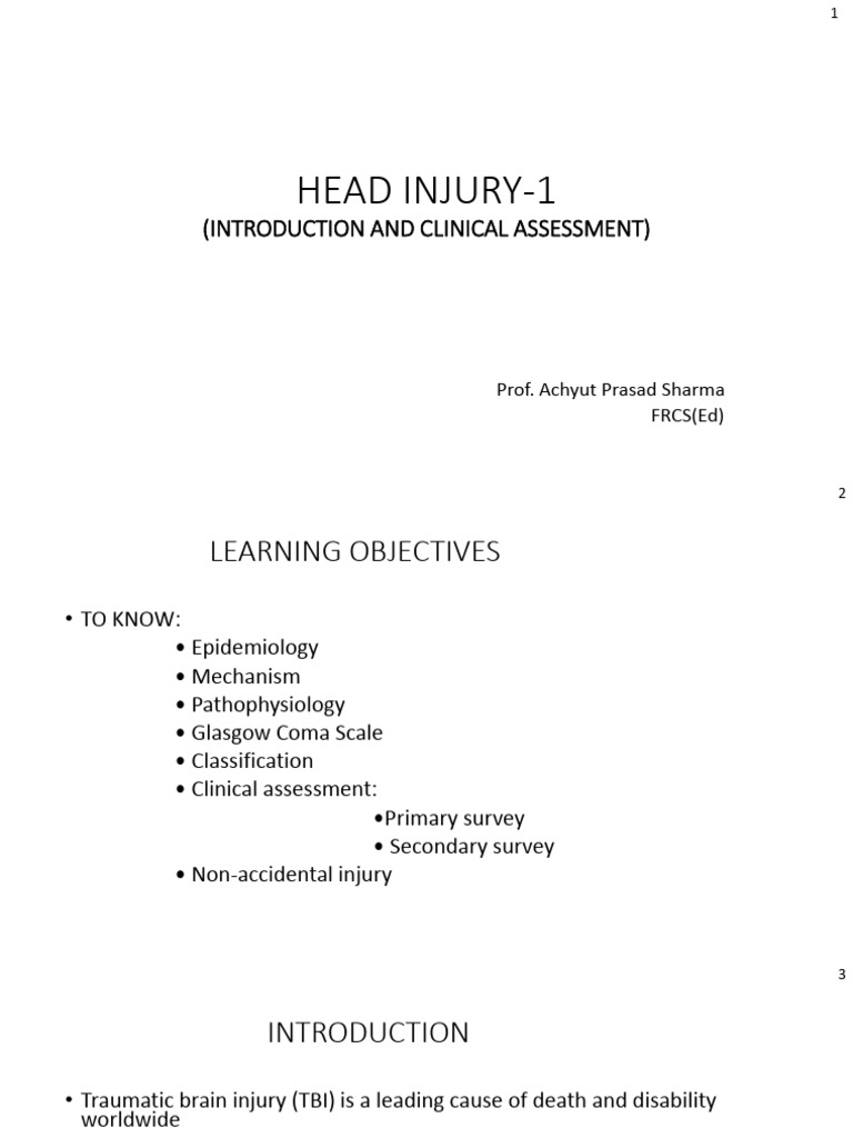 2023 Head Injury-1 (Introduction and Clinical Assessment) | PDF ...