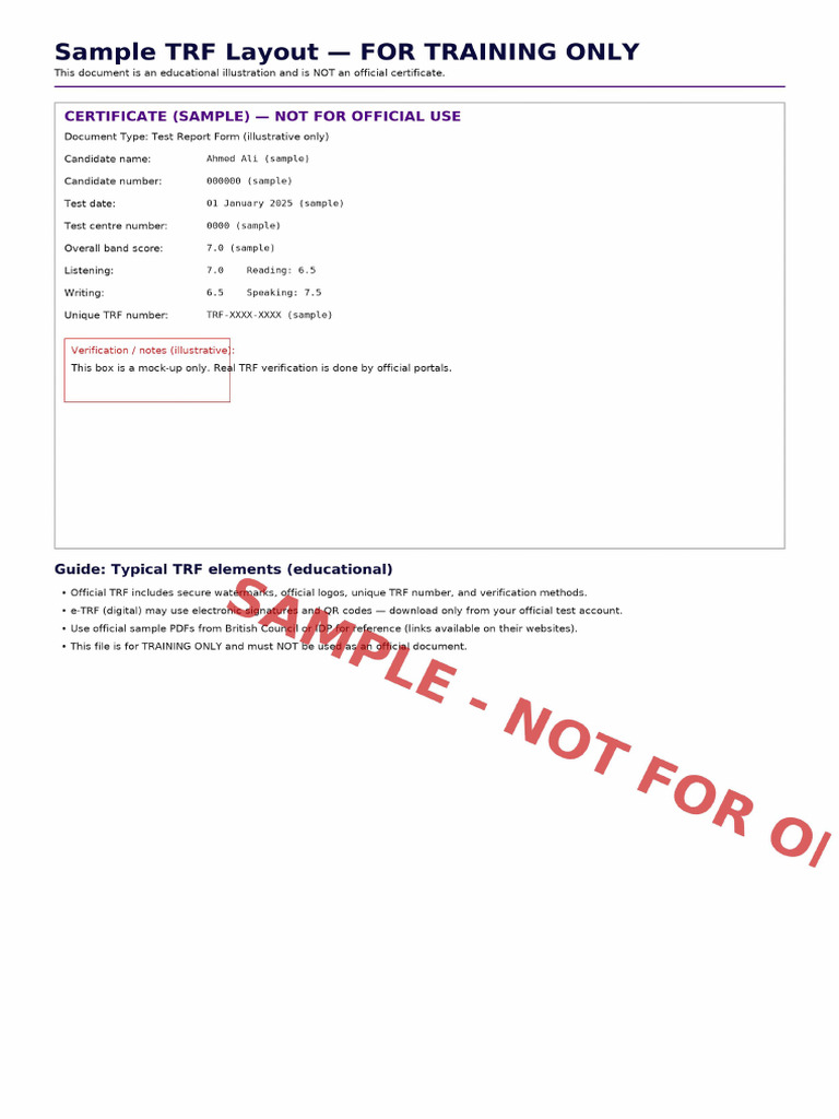 TRF Training Sample | PDF