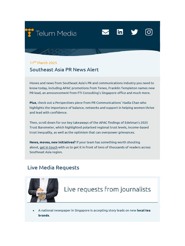 Telum Media PR Alert - Southeast Asia - 11th March 2025 - NC | PDF ...