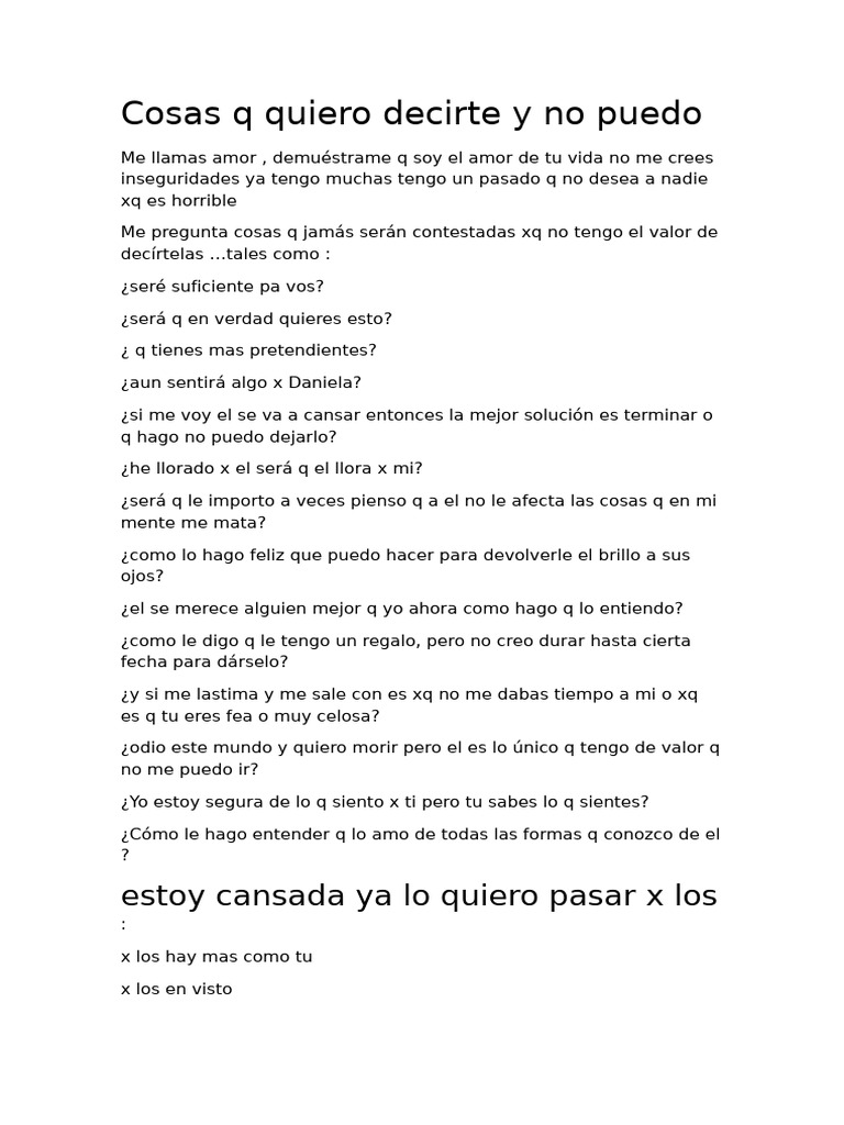 Cosas Q Quiero Decirte y No Puedo | PDF | Amor