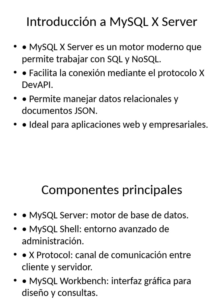 Base de Datos en MySQL X Server | PDF