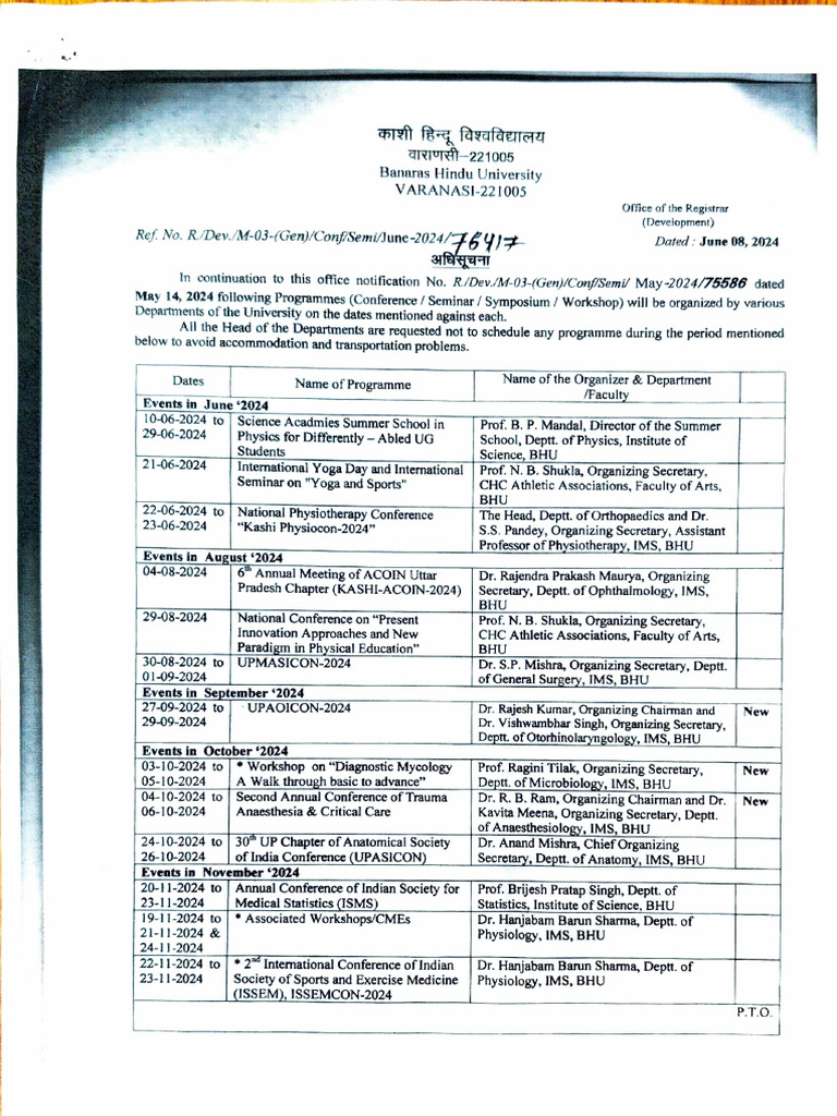ADNAT 2024 BHU Notification | PDF | Medicine