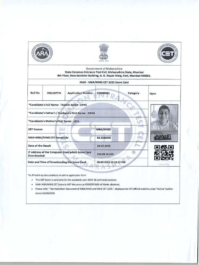 Cet Score Card | PDF