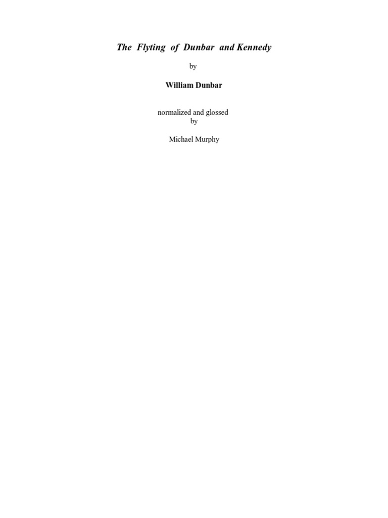 Dunbar and Kennedy's Flyting Duel | PDF | Thou | Verb