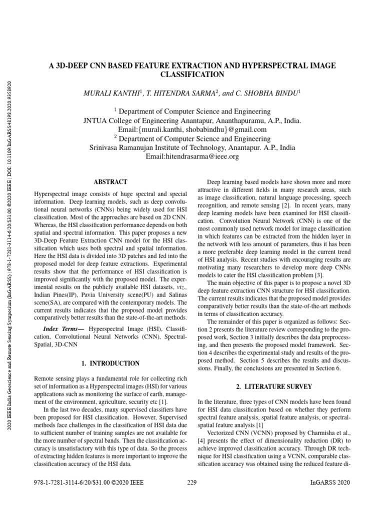 A 3d-Deep CNN Based Feature Extraction and Hyperspectral Image ...