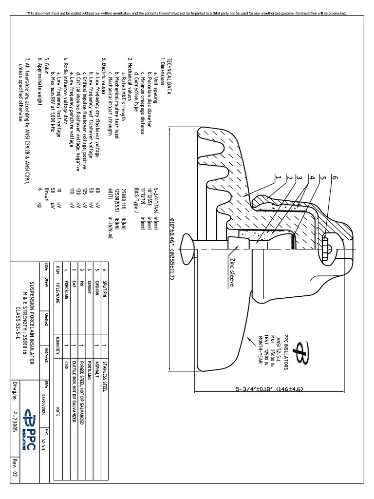 Drawing Disc Insulator 115kV - PPC | PDF