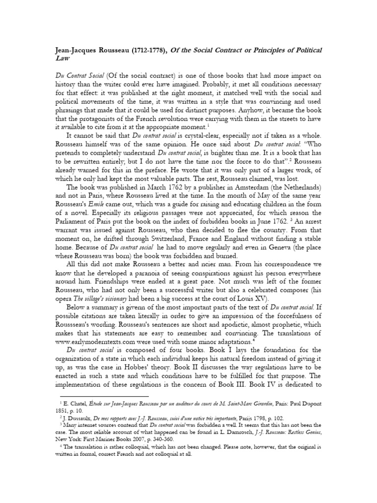 Rousseau of The Social Contract - Explained Abstracts | PDF ...