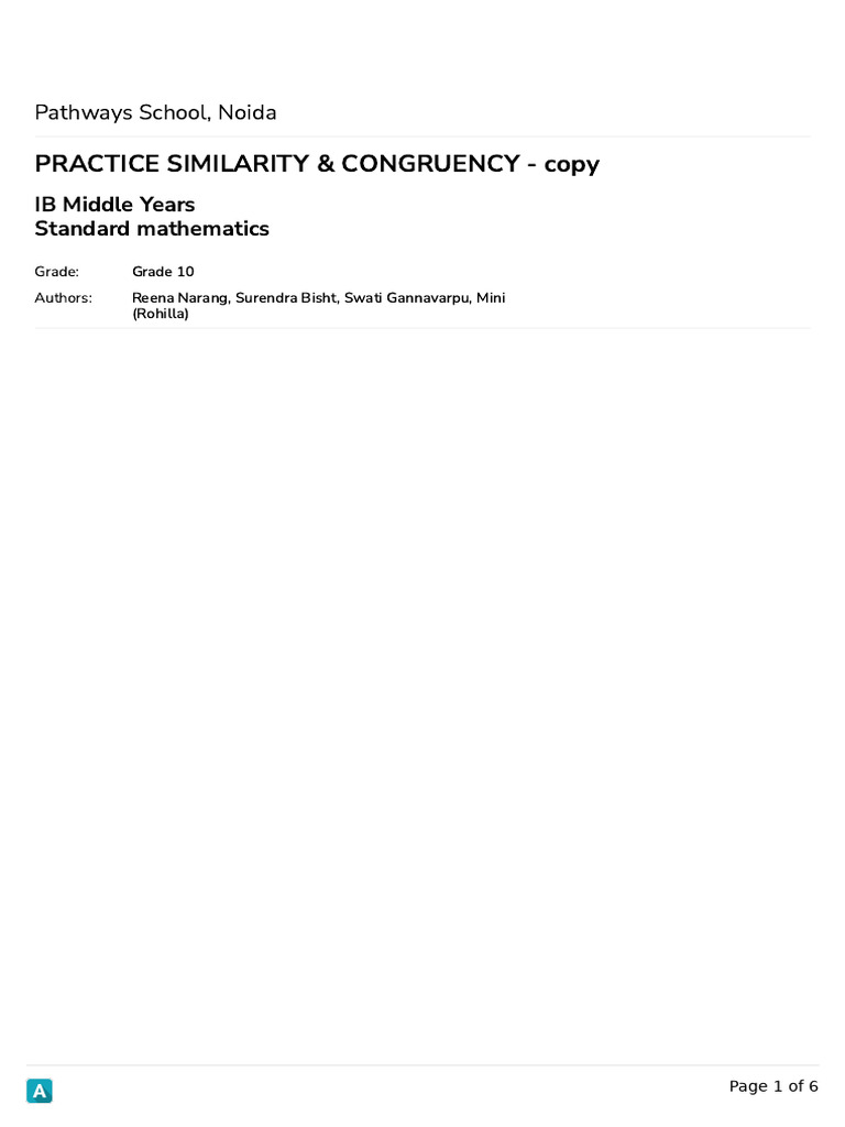 Practice Similarity & Congruency - Copy (Qpar62) | PDF