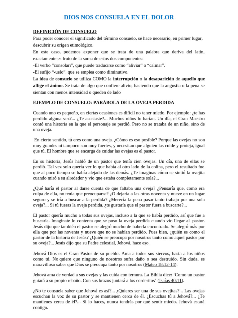 Dios Nos Consuela en El Dolor | PDF | Jesús