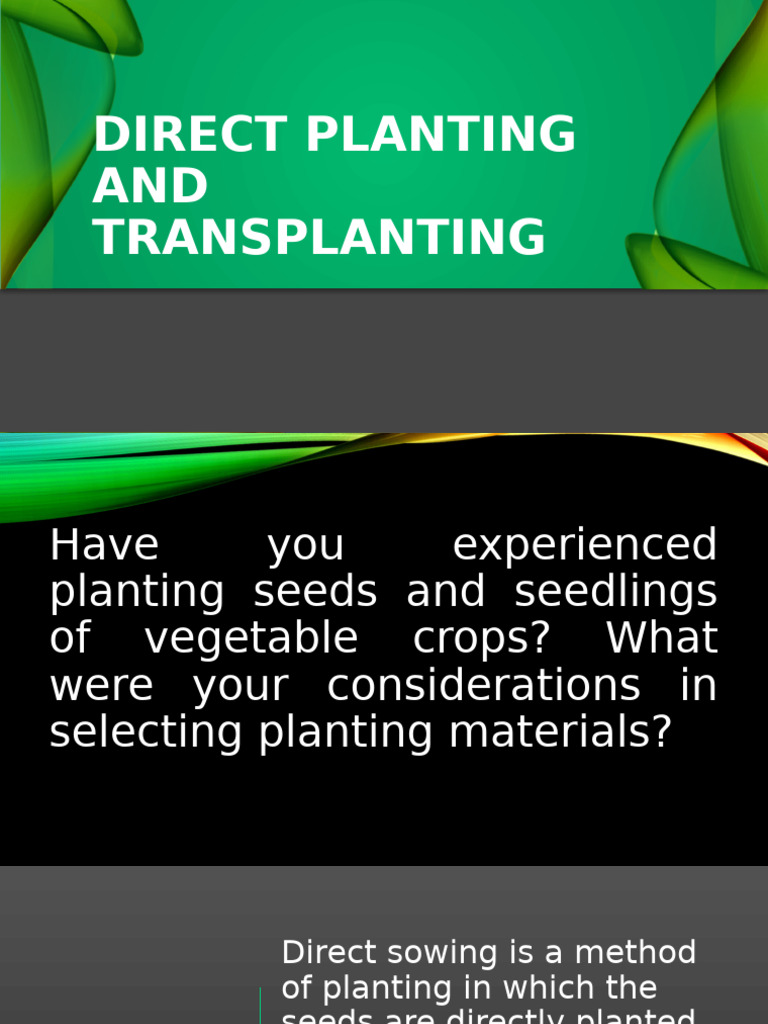 Direct Planting Techniques for Crops | PDF | Sowing | Seed