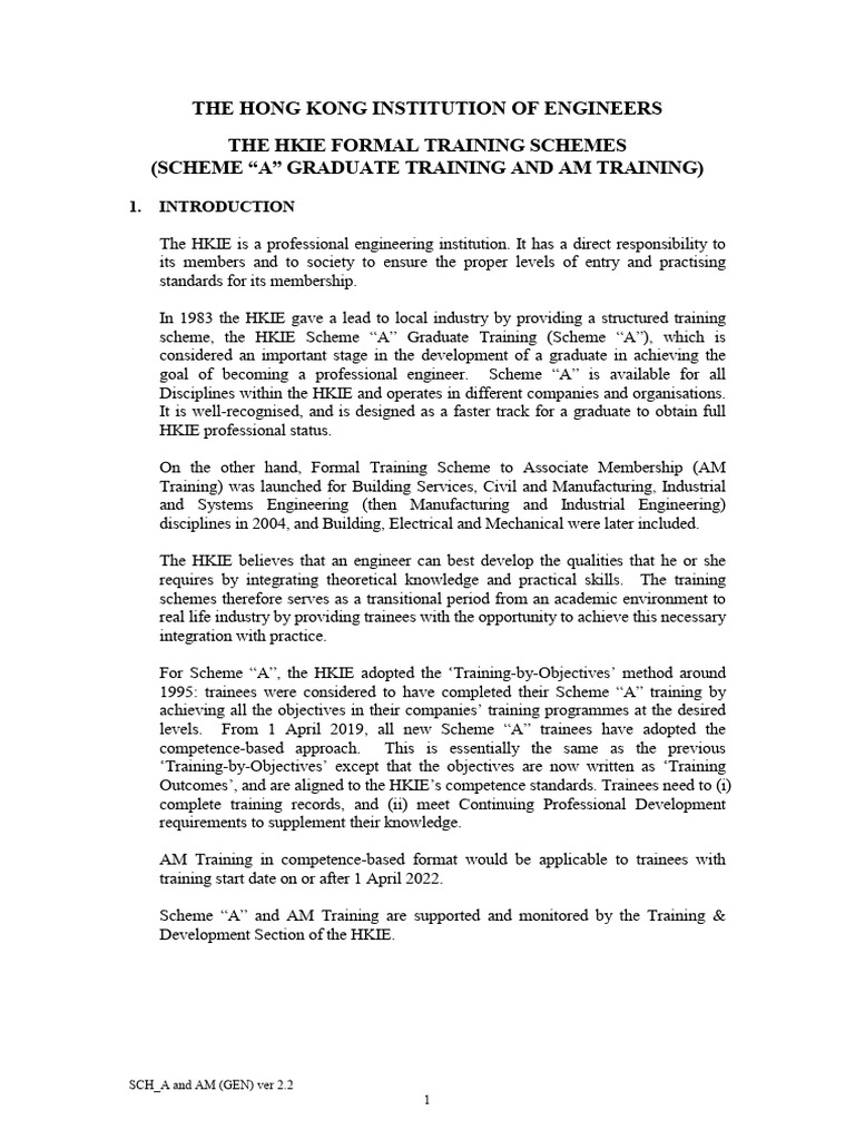 HKIE Scheme A & AM Training Overview | PDF | Engineering | Knowledge
