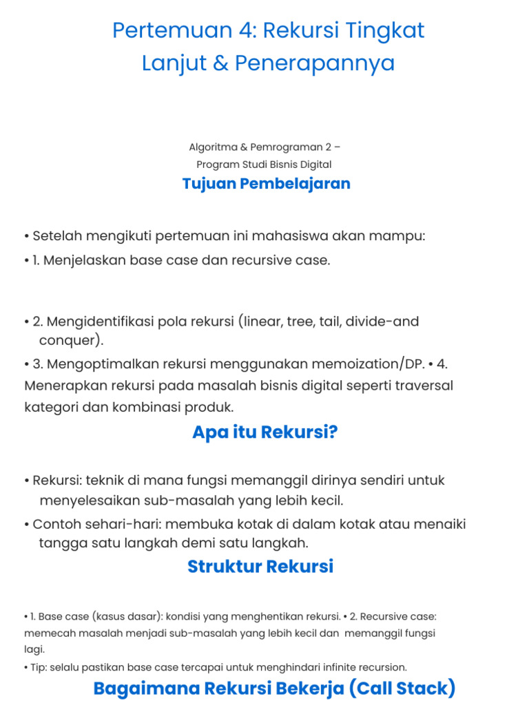 Rekursi dan Penerapannya dalam Bisnis Digital | PDF