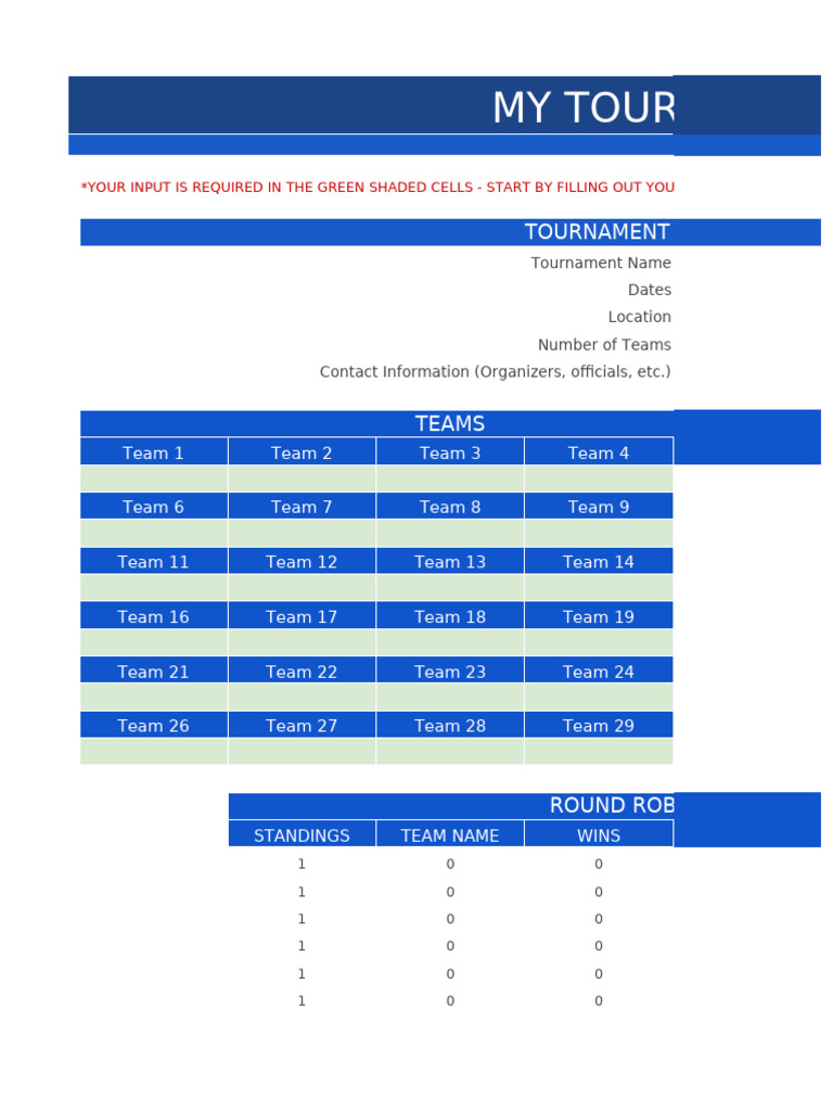 Round Robin Tournament Templates 30 Team | PDF