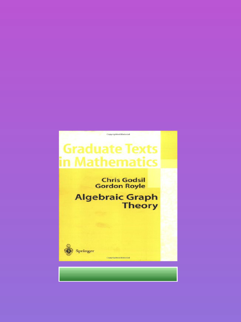 Algebraic Graph Theory 1st Edition Chris Godsil Gordon Royle Auth ...