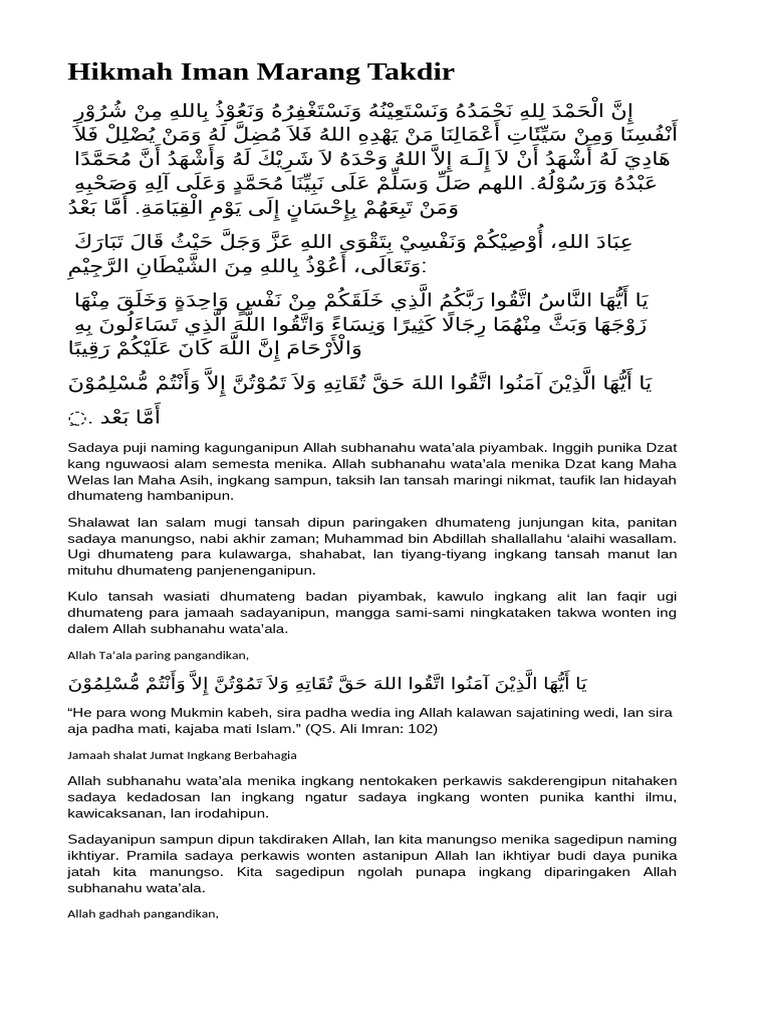 Hikmah Iman dan Takdir Allah | PDF | Religious Belief And Doctrine ...