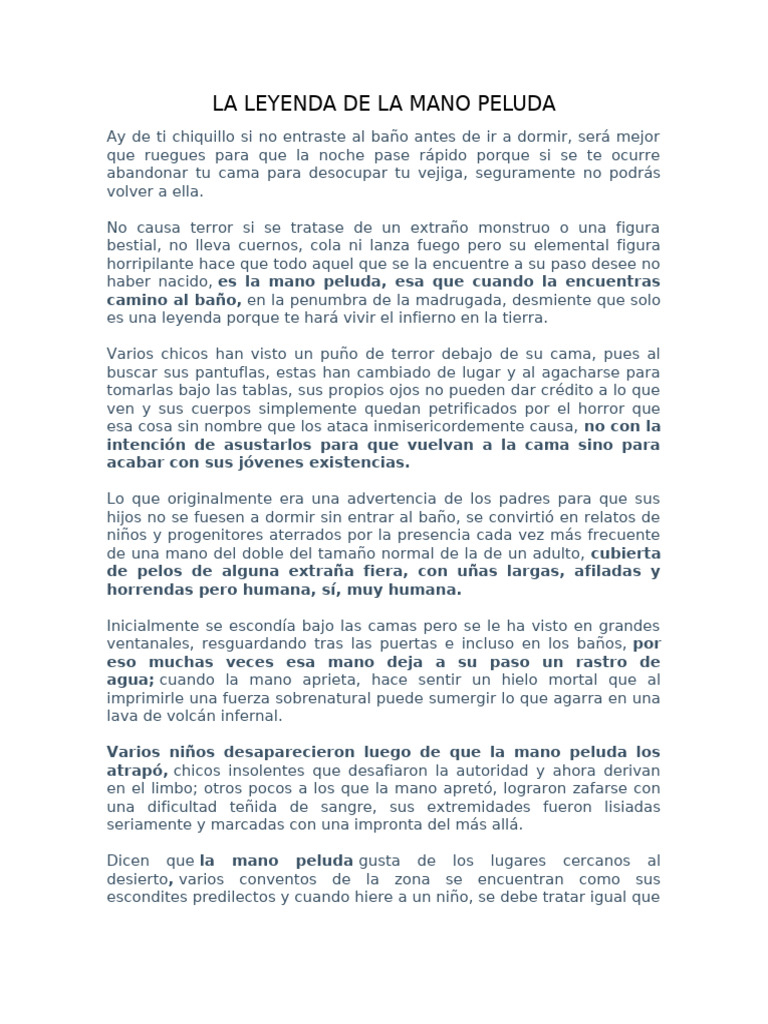 La Aterradora Leyenda De La Mano Peluda Pdf