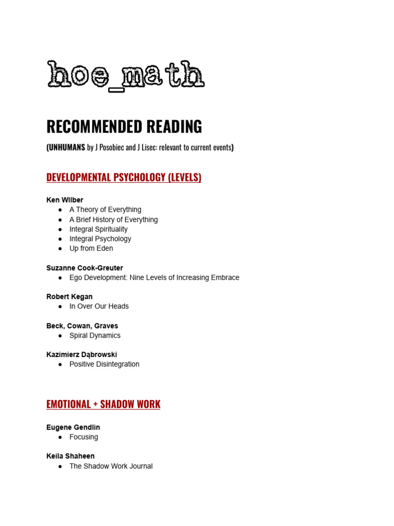 Hoe - Math Book Recommendations | PDF