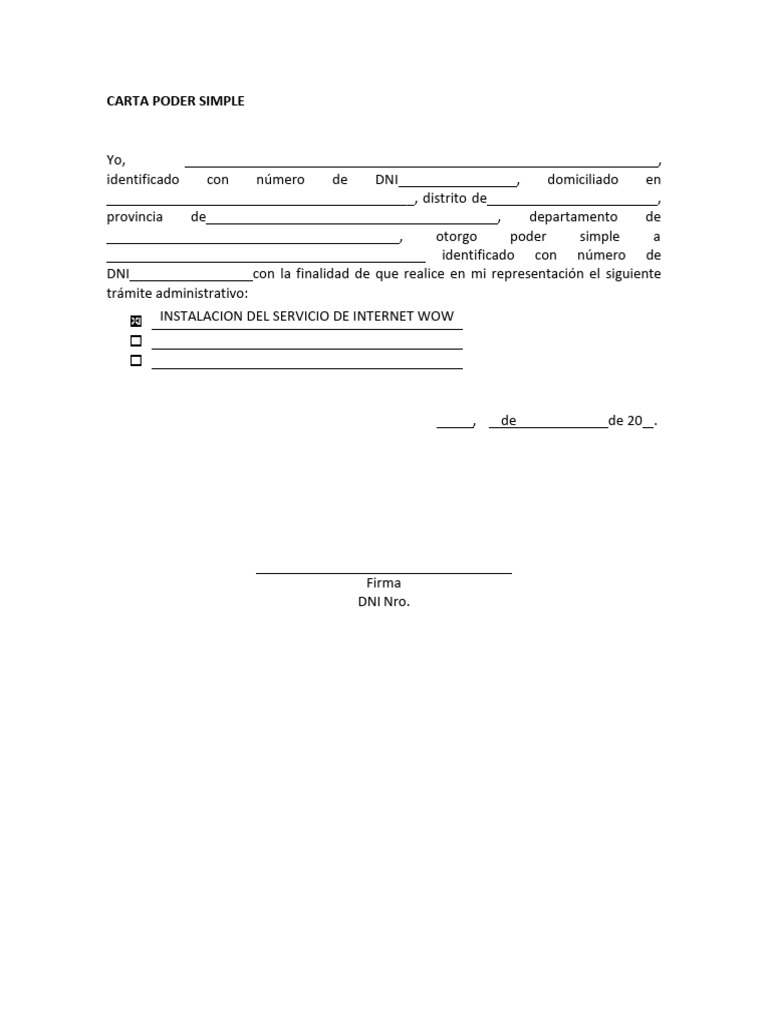 Carta Poder para Trámite de Internet | PDF