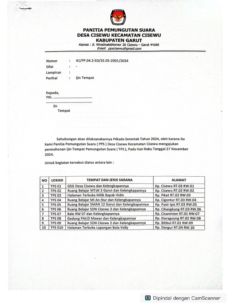 Surat Ijin Tempat | PDF