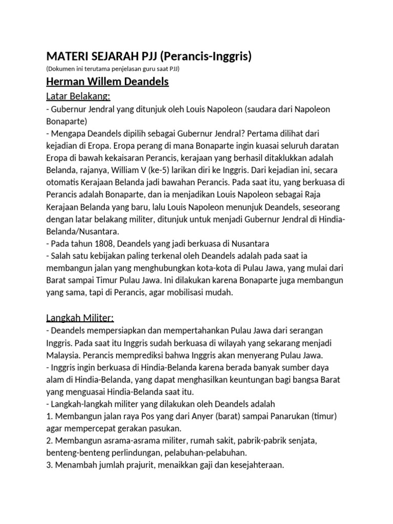 Sejarah Gubernur Jendral Deandels dan Raffles | PDF