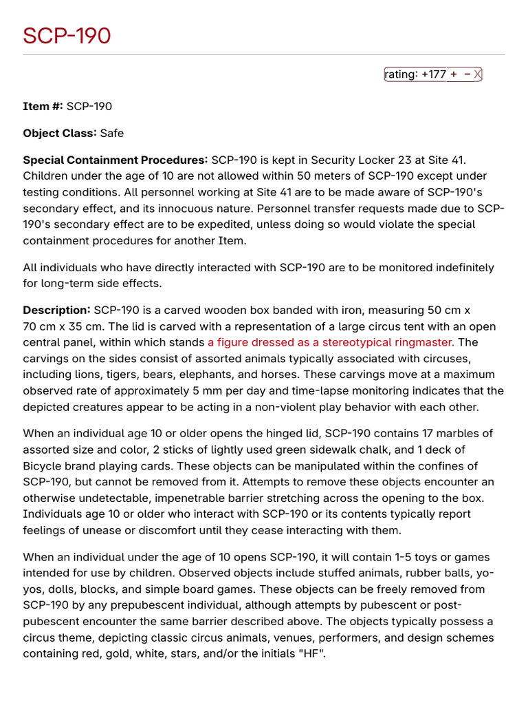 SCP Foundation: SCP-190 | PDF