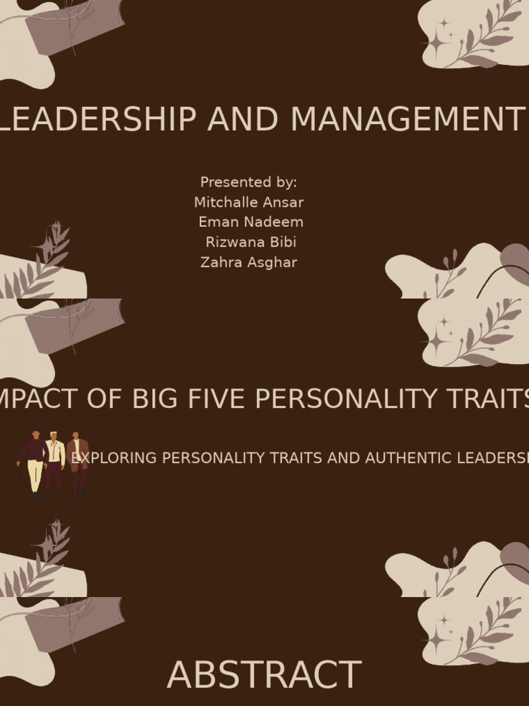 The Big Five Personality Traits & Leadership | PDF | Leadership ...