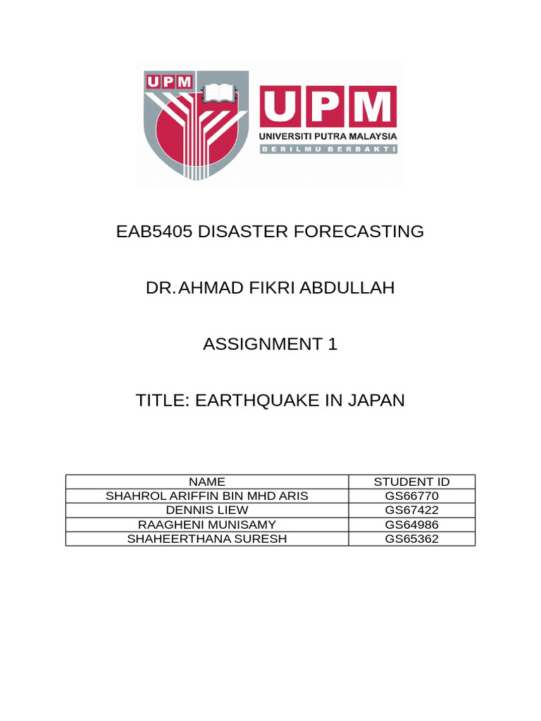 Disaster Forecasting Group Assignment 1 Updated 16 Nov 23 at 1300 | PDF ...