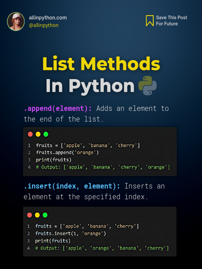 List Methods in Python (PDF Download) | PDF