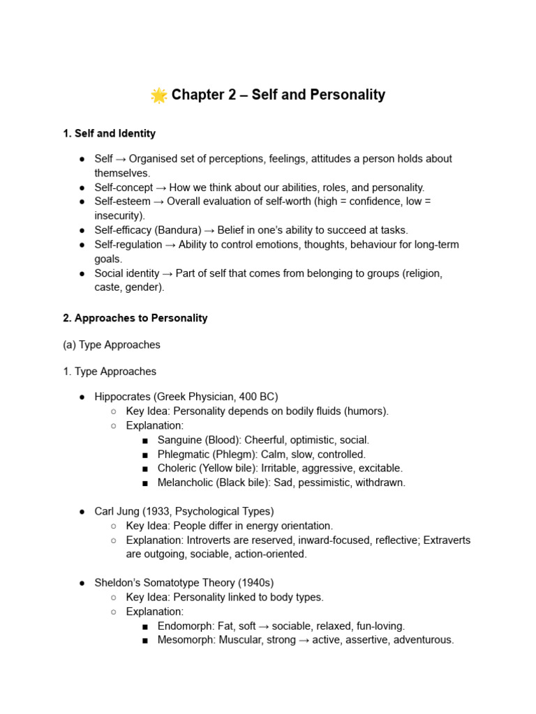 ? Chapter 2 - Self and Personality | PDF | Self Actualization | Psychology
