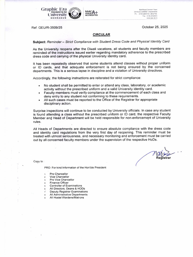 Regarding Student Dress Code | PDF