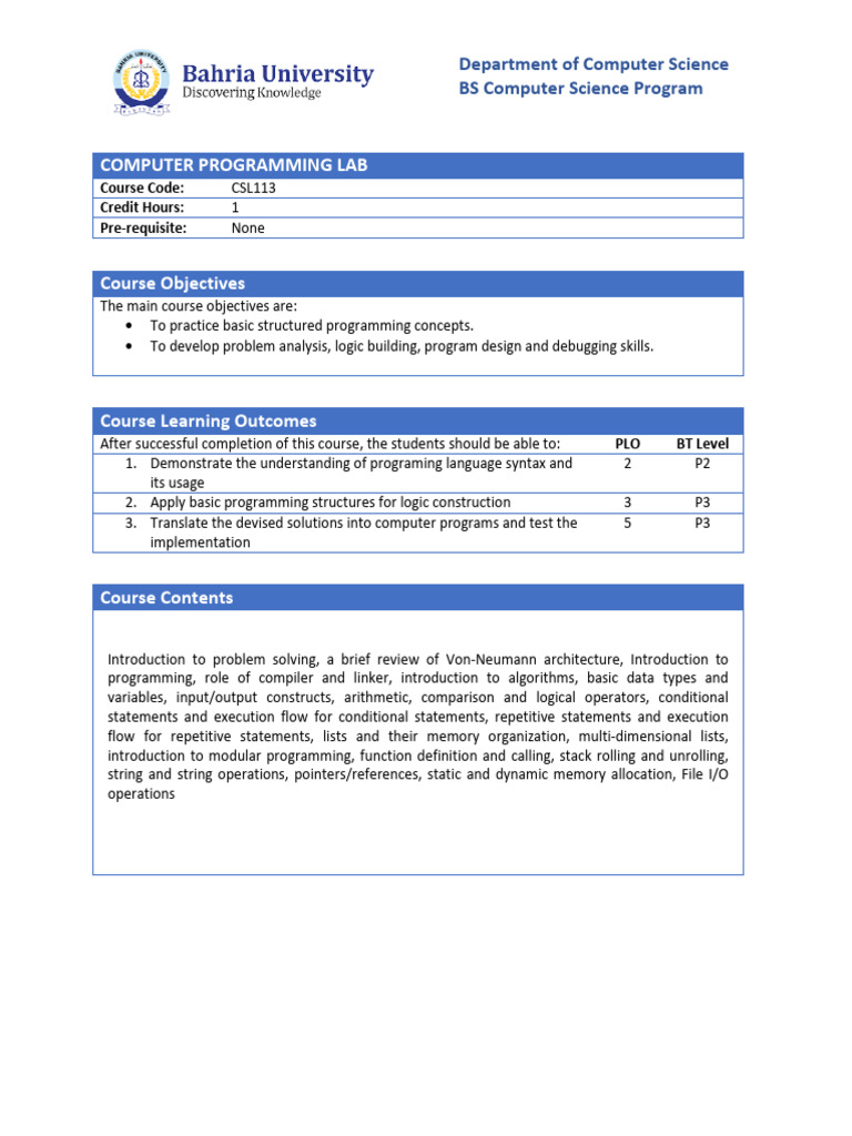 CSL113 Computer Programming Lab BSCS 10102025 025738pm | PDF | Computer Programming | Computer ...