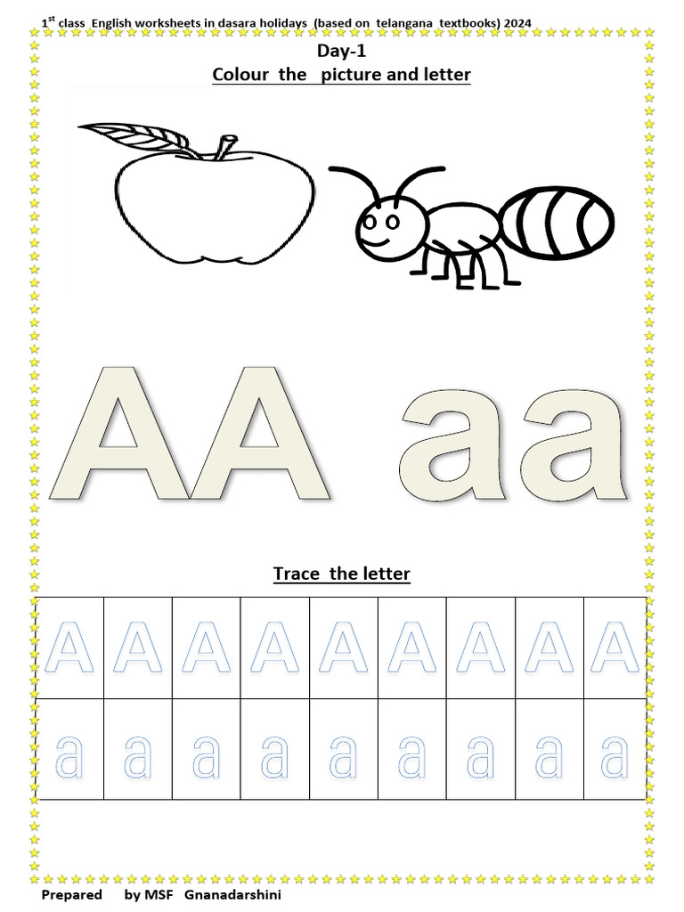 1st Grade English Worksheets for Dasara | PDF