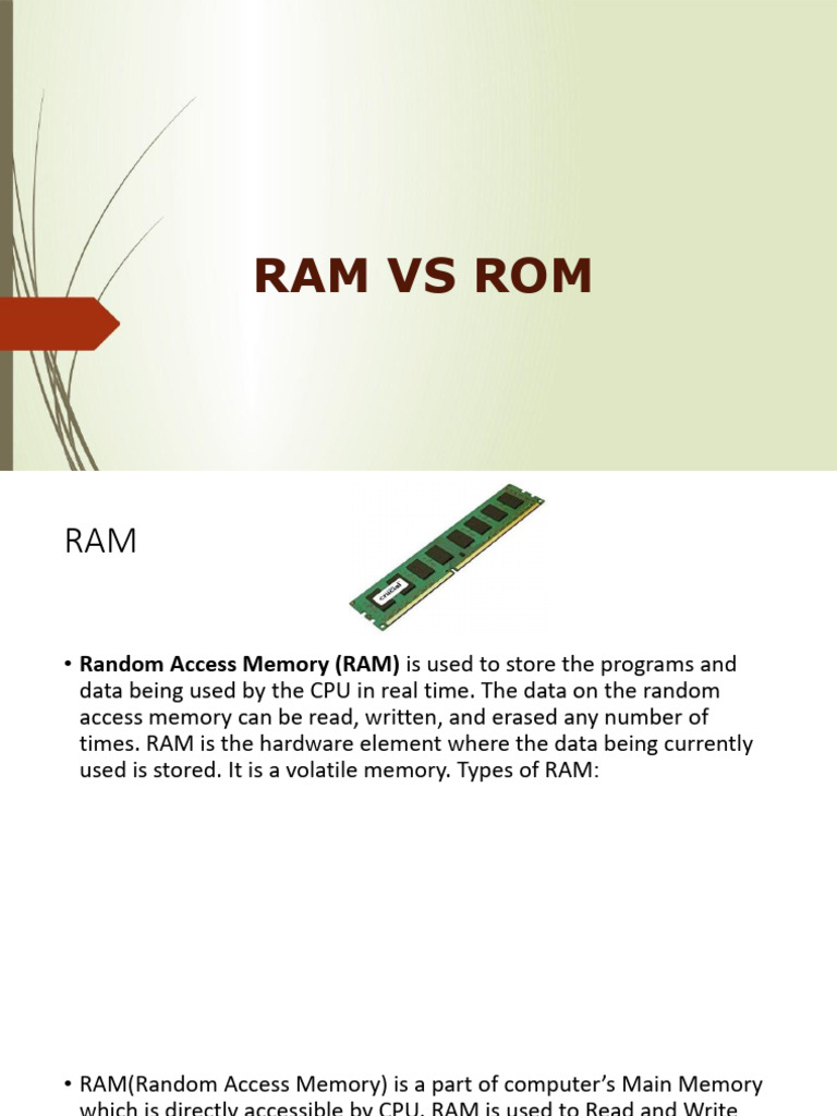 Unit 5 Ram vs Rom | PDF | Random Access Memory | Read Only Memory