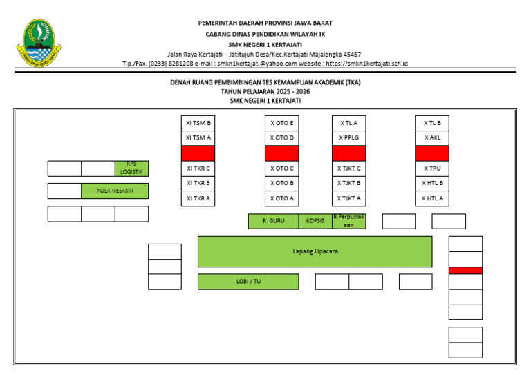 Denah Ruang TKA SMK Negeri 1 Kertajati | PDF